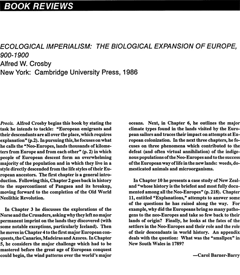 Ecological Imperialism: The Biological Expansion of Europe, 900-1900 ...