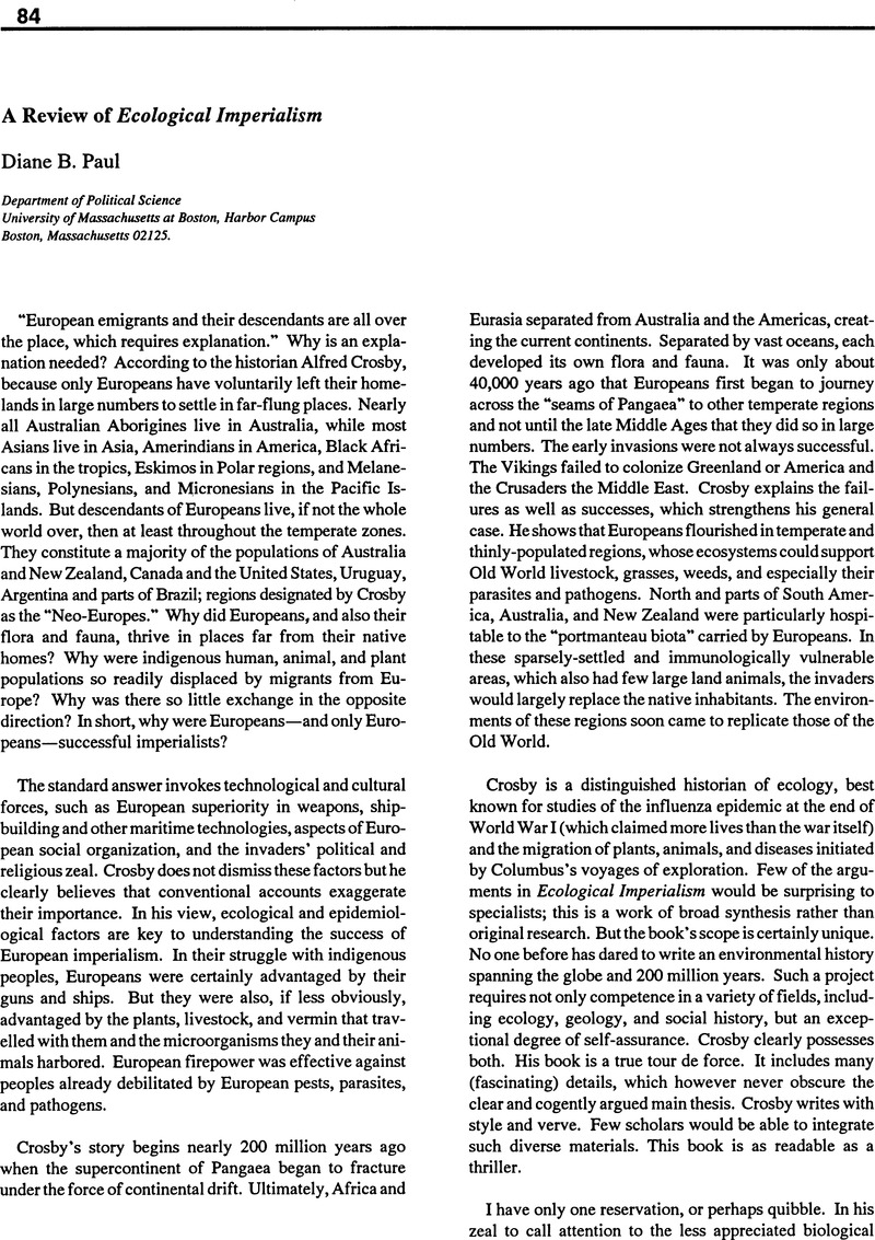 A Review of Ecological Imperialism | Politics and the Life Sciences ...