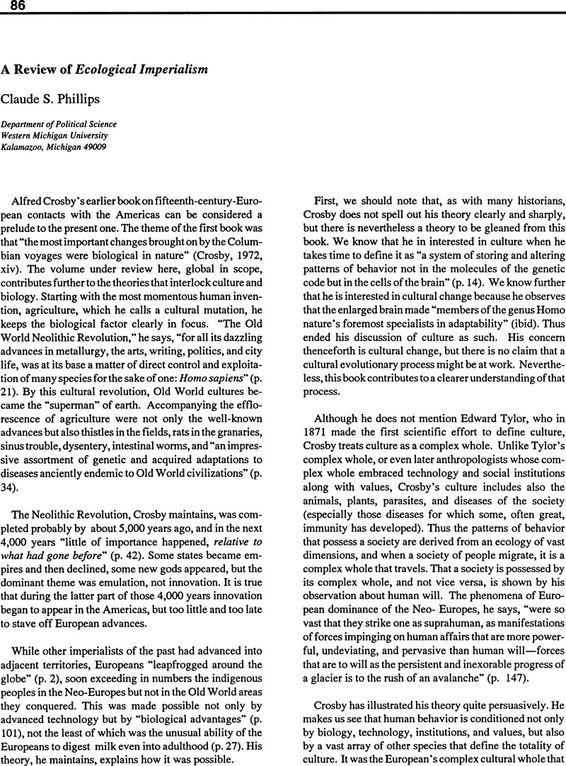 A Review of Ecological Imperialism | Politics and the Life Sciences ...