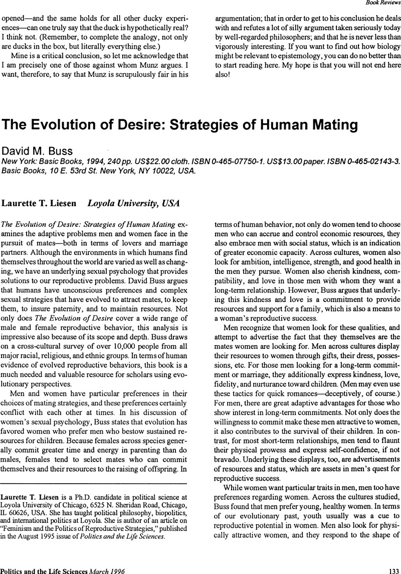 The Evolution of Desire: Strategies of Human Mating - David M. Buss ...