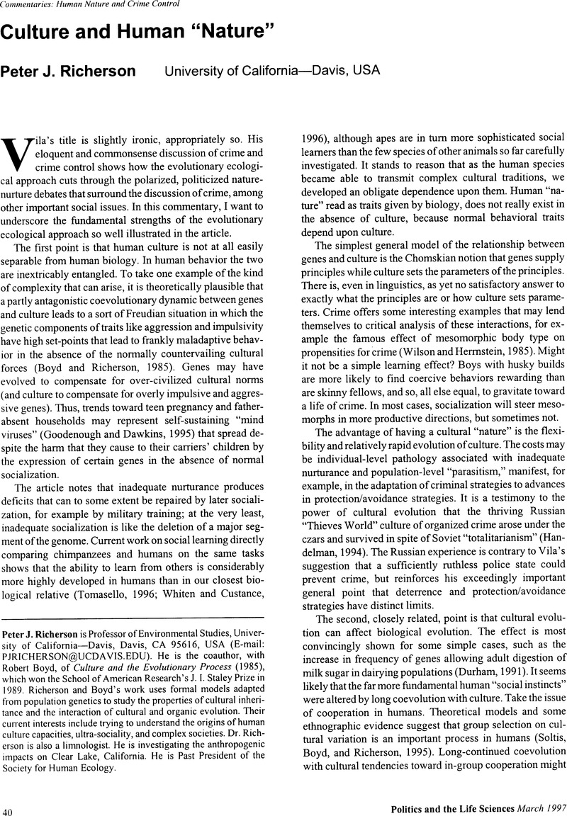 Culture and Human “Nature” | Politics and the Life Sciences | Cambridge ...