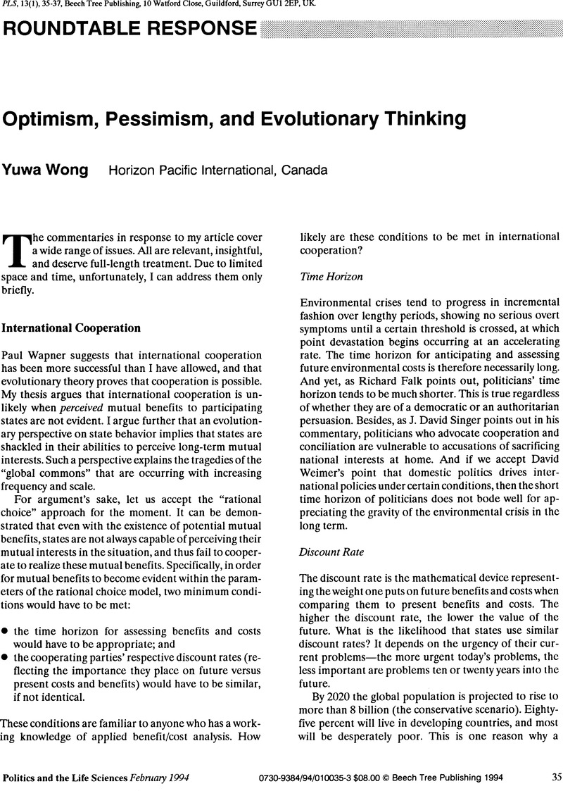 Optimism, Pessimism, and Evolutionary Thinking | Politics and the Life ...