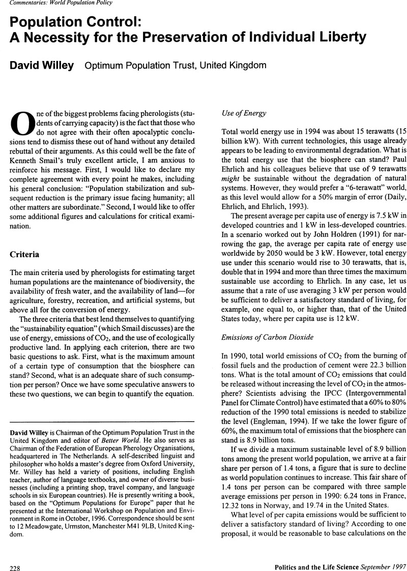 Population Control: A Necessity for the Preservation of Individual ...