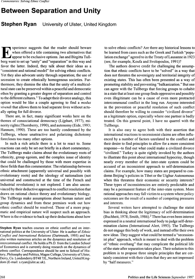 Between Separation and Unity | Politics and the Life Sciences ...