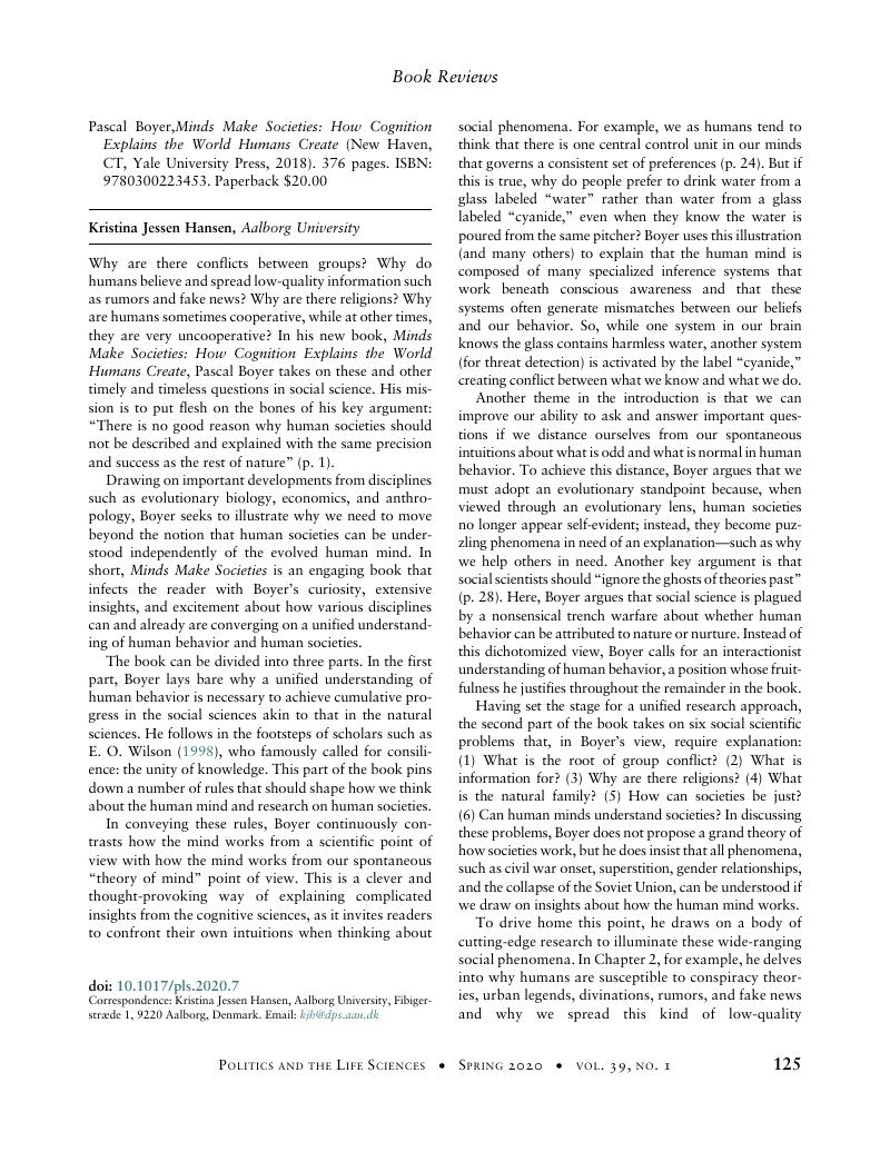 Pascal Boyer, Minds Make Societies: How Cognition Explains the World ...