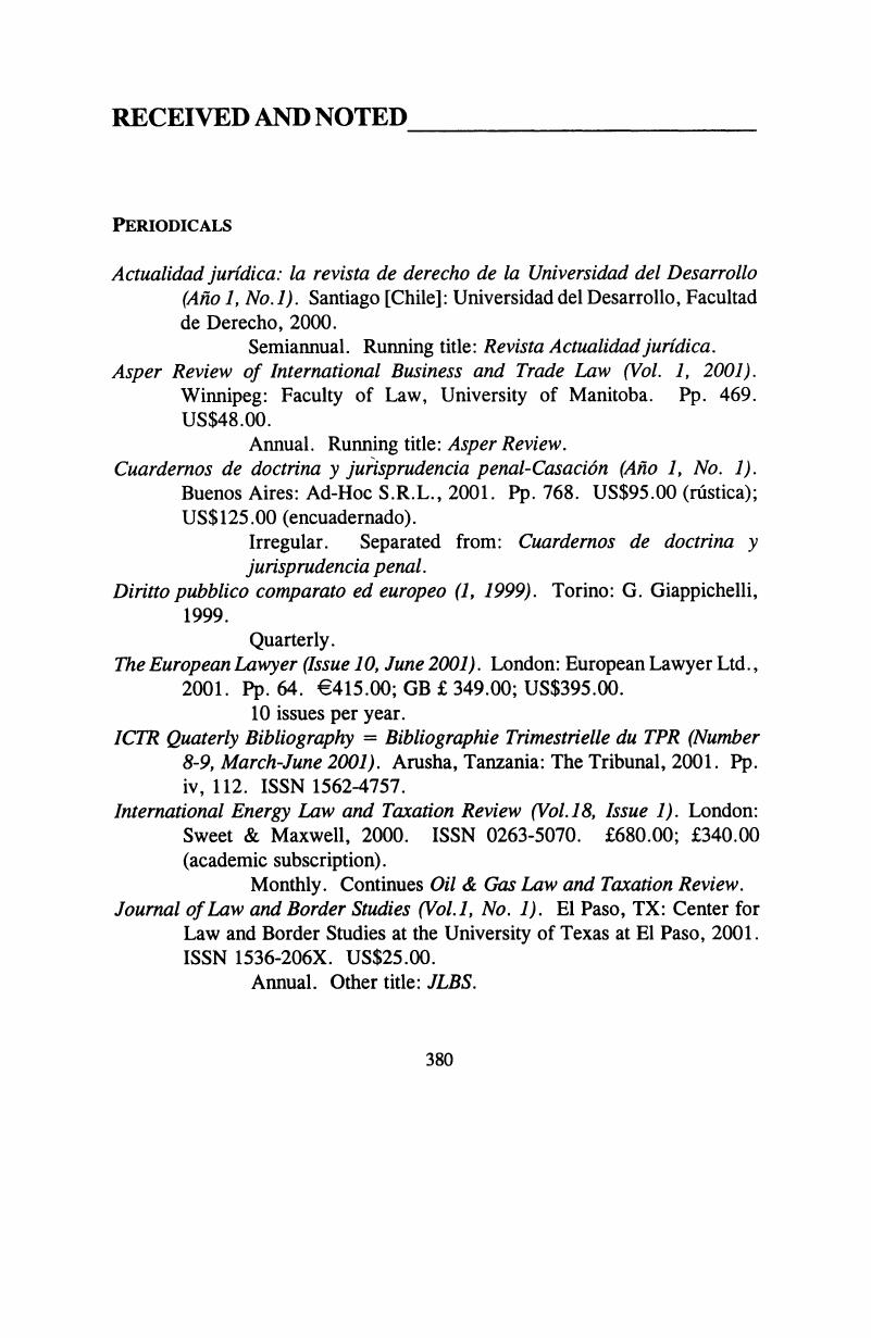 Received and Noted | International Journal of Legal Information ...