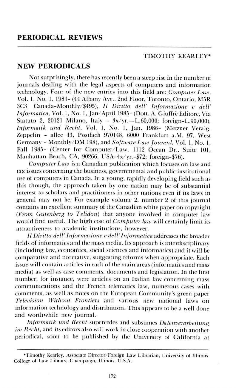 New Periodicals | International Journal of Legal Information ...