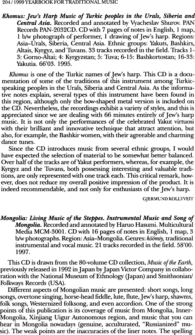 Khomus: Jew's Harp Music of Turkic peoples in the Urals, Siberia and ...
