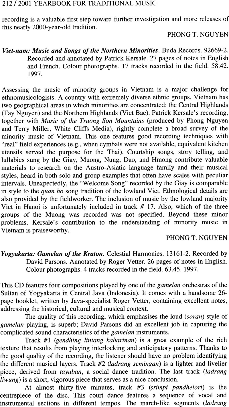 Vietnam: Music and Songs of the Northern Minorities. Buda Records ...