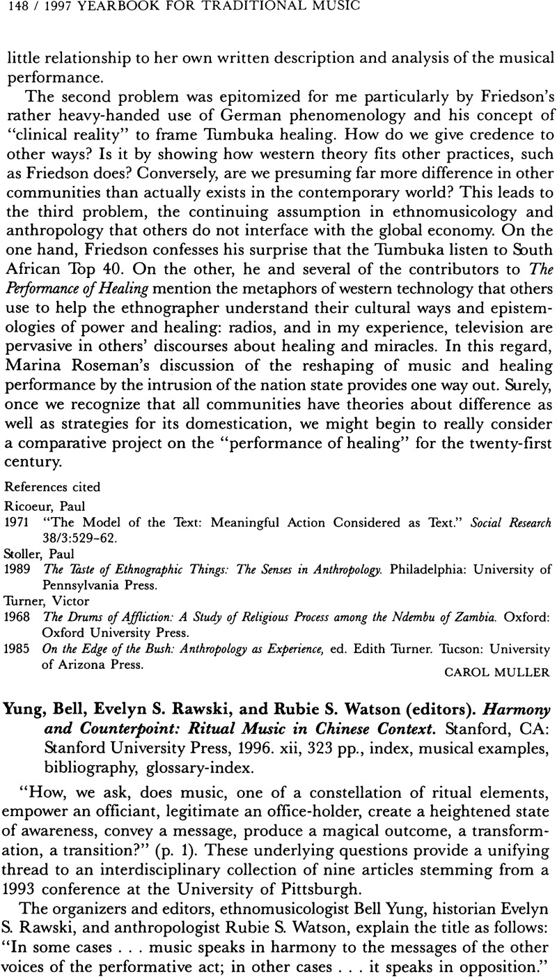 Bell Yung, Evelyn S. Rawski, and Rubie S. Watson (editors). Harmony and ...