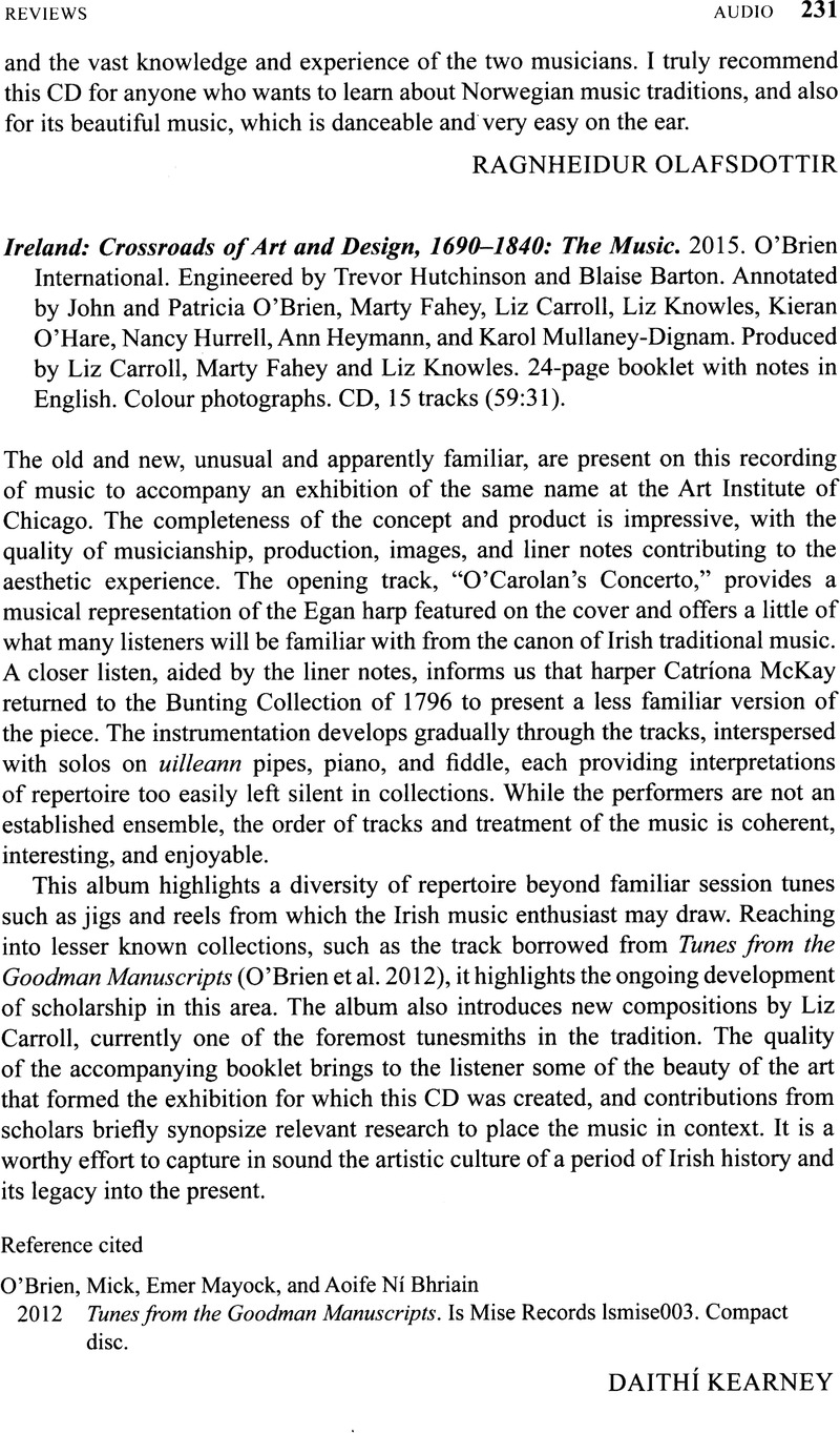 Ireland: Crossroads of Art and Design, 1690-1840: The Music. 2015. O ...