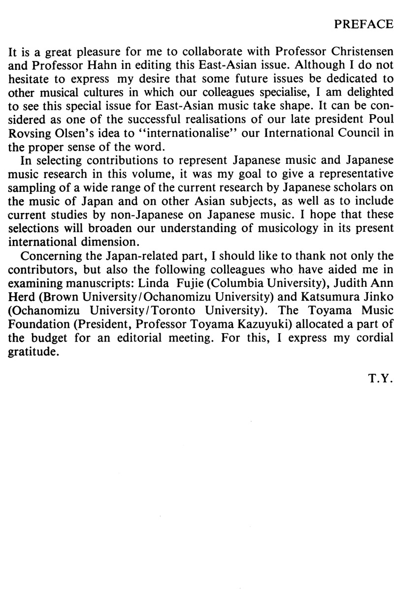 Preface | Yearbook for Traditional Music | Cambridge Core