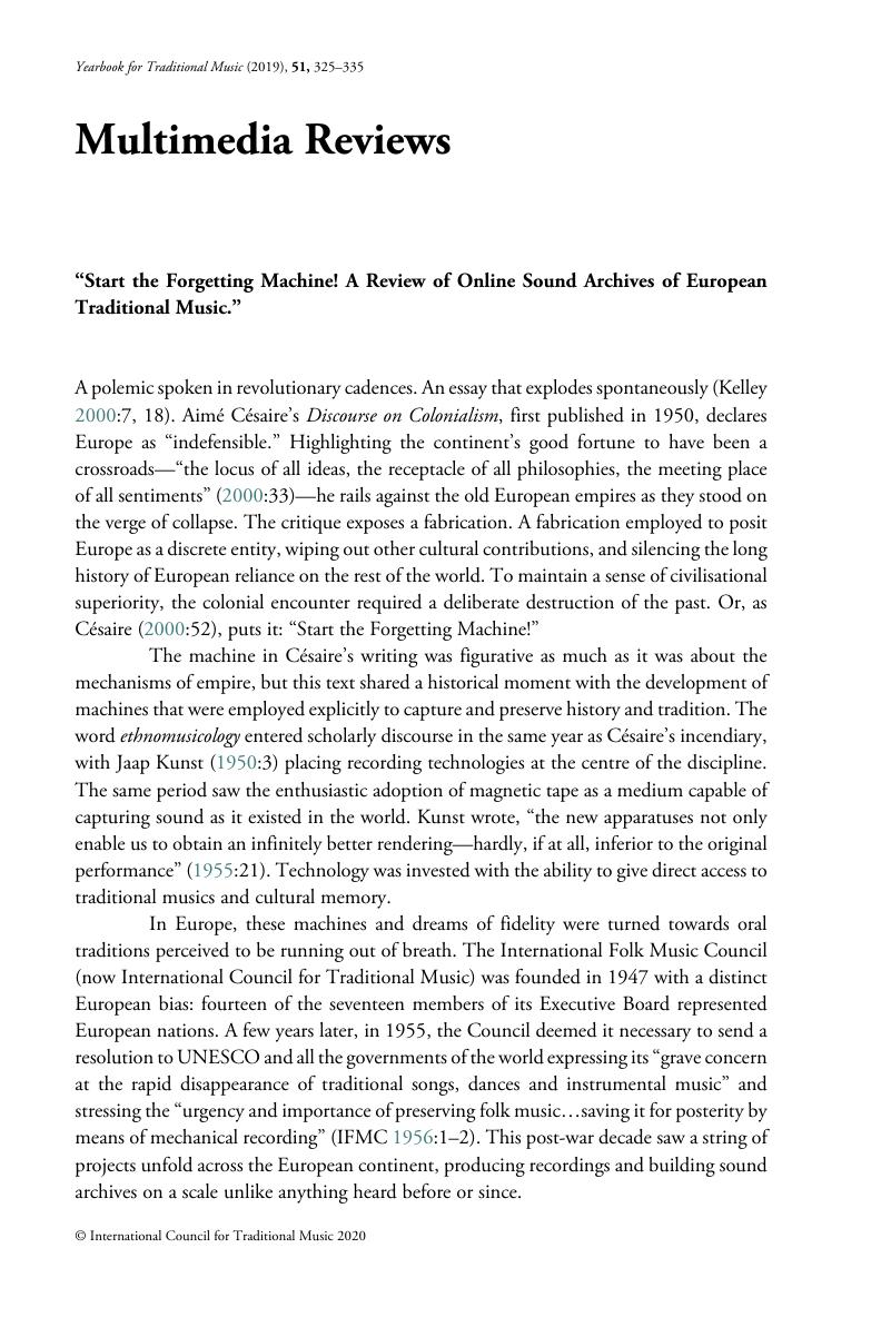 “Start the Forgetting Machine! A Review of Online Sound Archives of ...