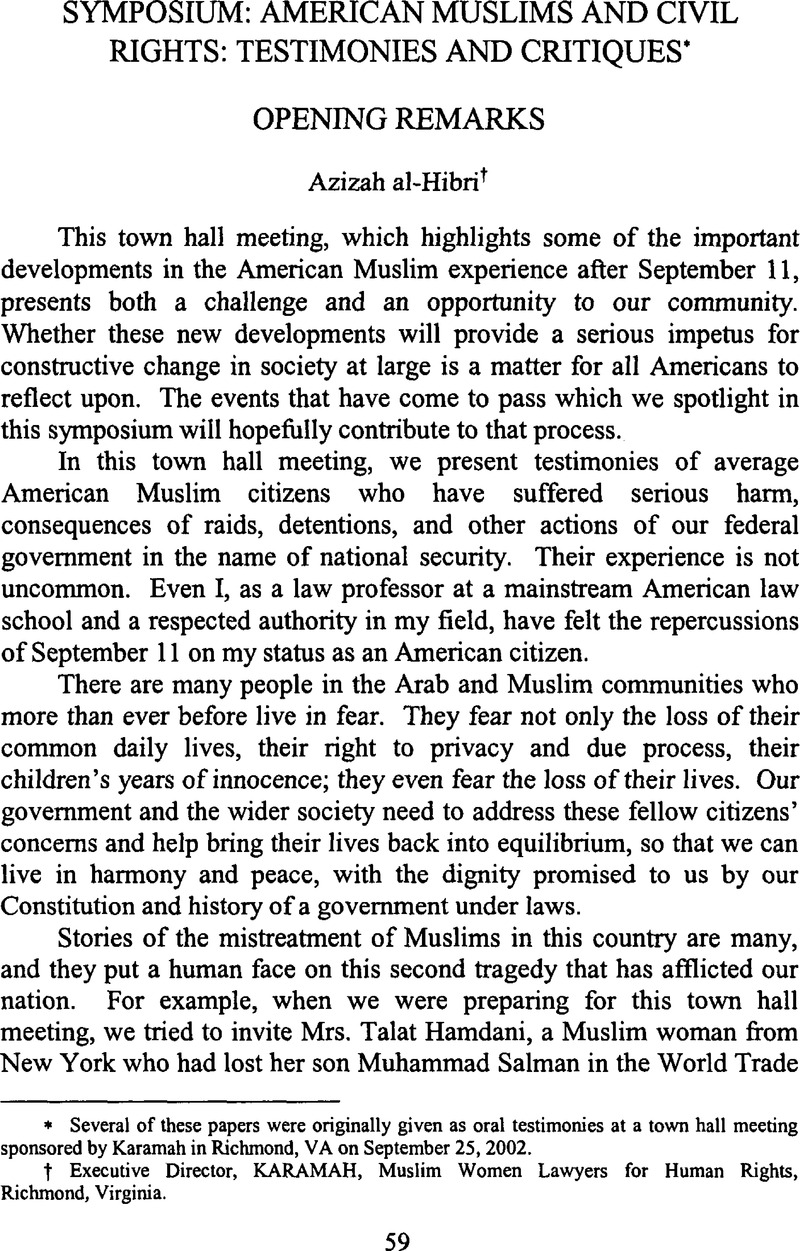 Opening Remarks* | Journal of Law and Religion | Cambridge Core