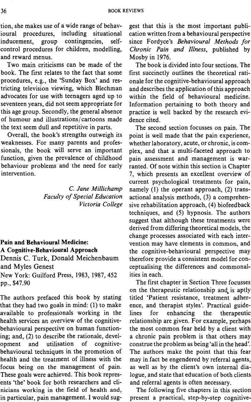 Pain and Behavioural Medicine: A Cognitive-Behavioural ApproachDennis C ...