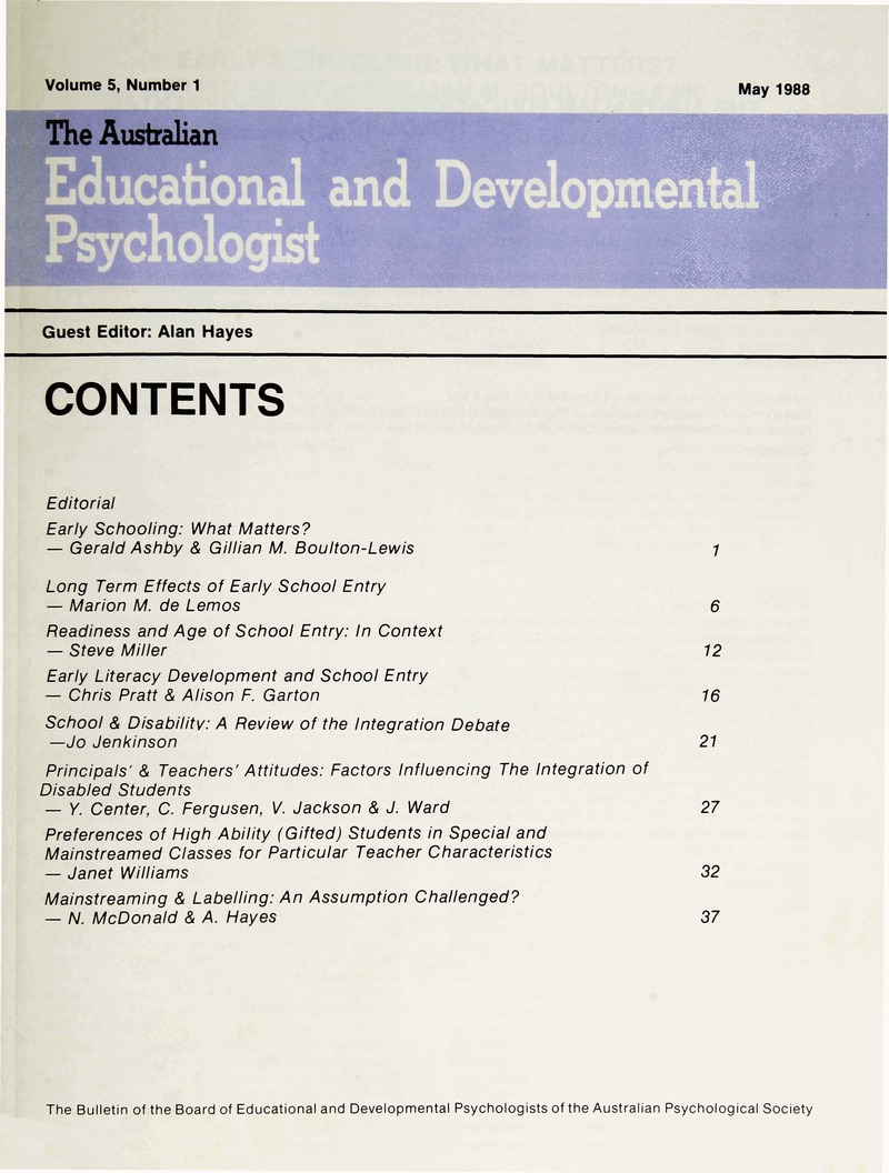 EDP volume 5 issue 1 Cover and Front matter | The Educational and ...