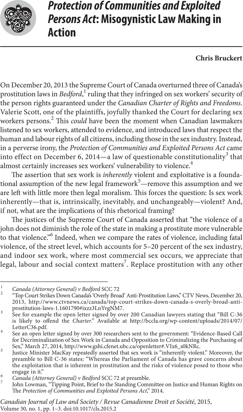 Protection Of Communities And Exploited Persons Act Misogynistic Law