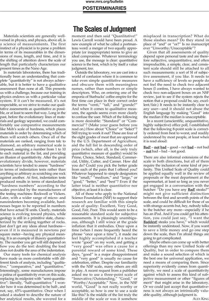 The Scales of Judgment | MRS Bulletin | Cambridge Core