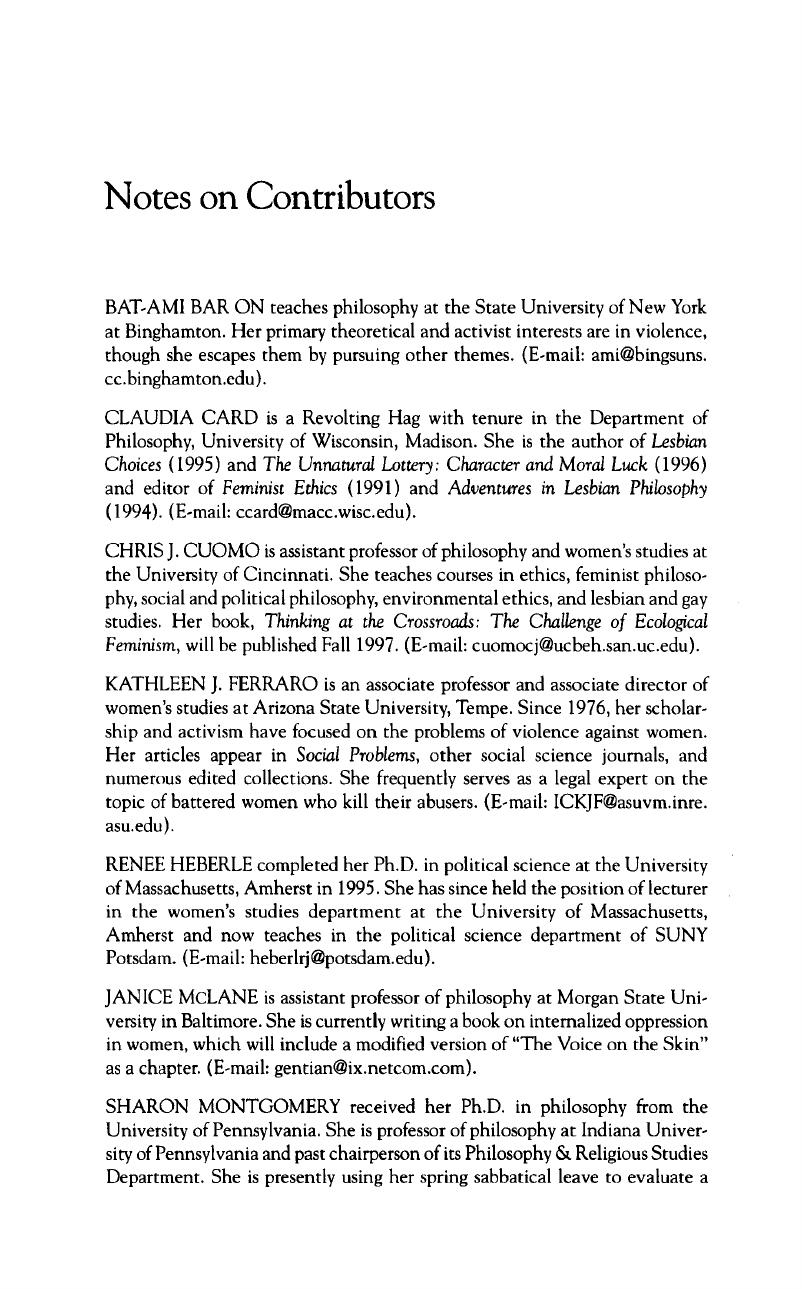 Notes on Contributors | Hypatia | Cambridge Core