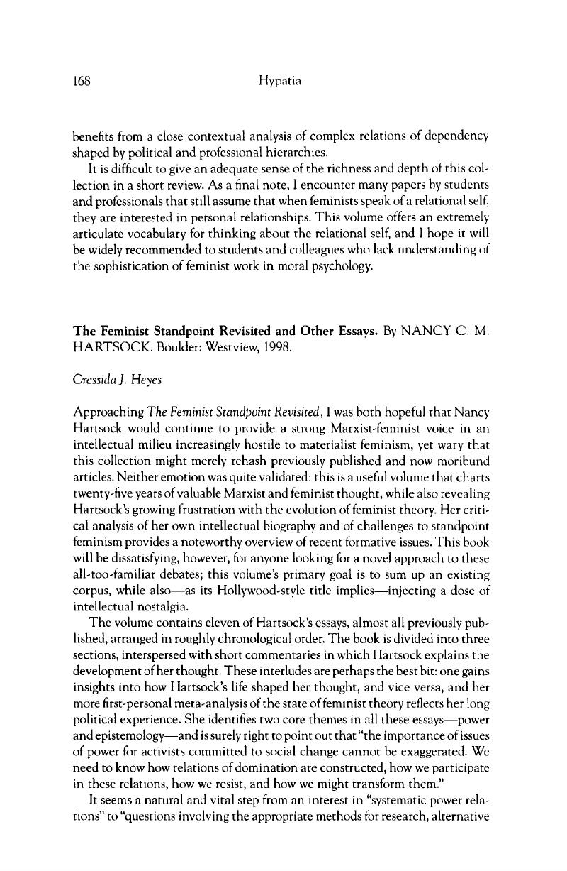 Nancy C. M. Hartsock, The Feminist Standpoint Revisited and Other ...