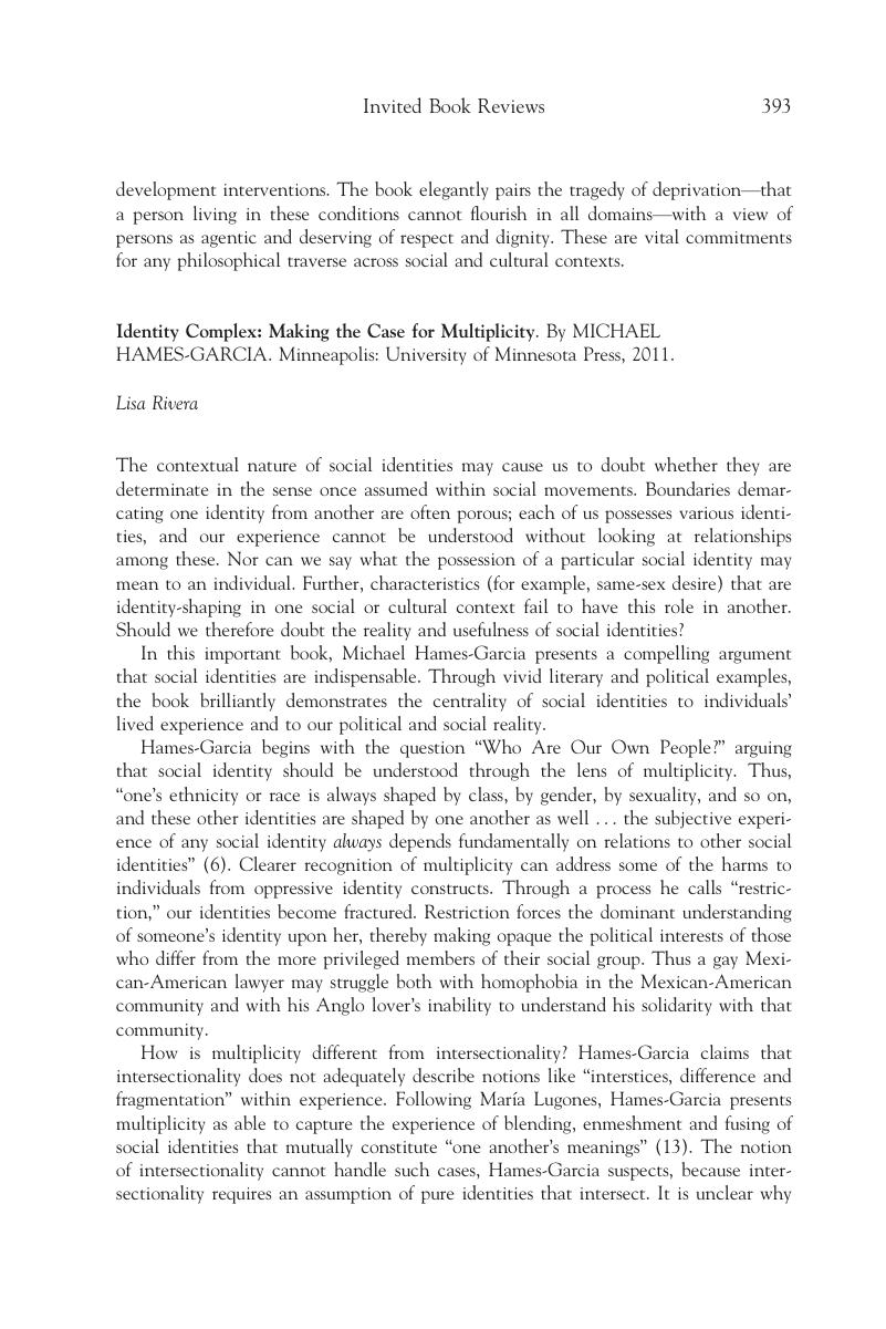 Michael Hames‐Garcia Identity Complex: Making the Case for Multiplicity ...