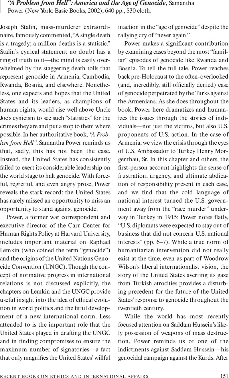 “A Problem from Hell”: America and the Age of Genocide, Samantha Power ...