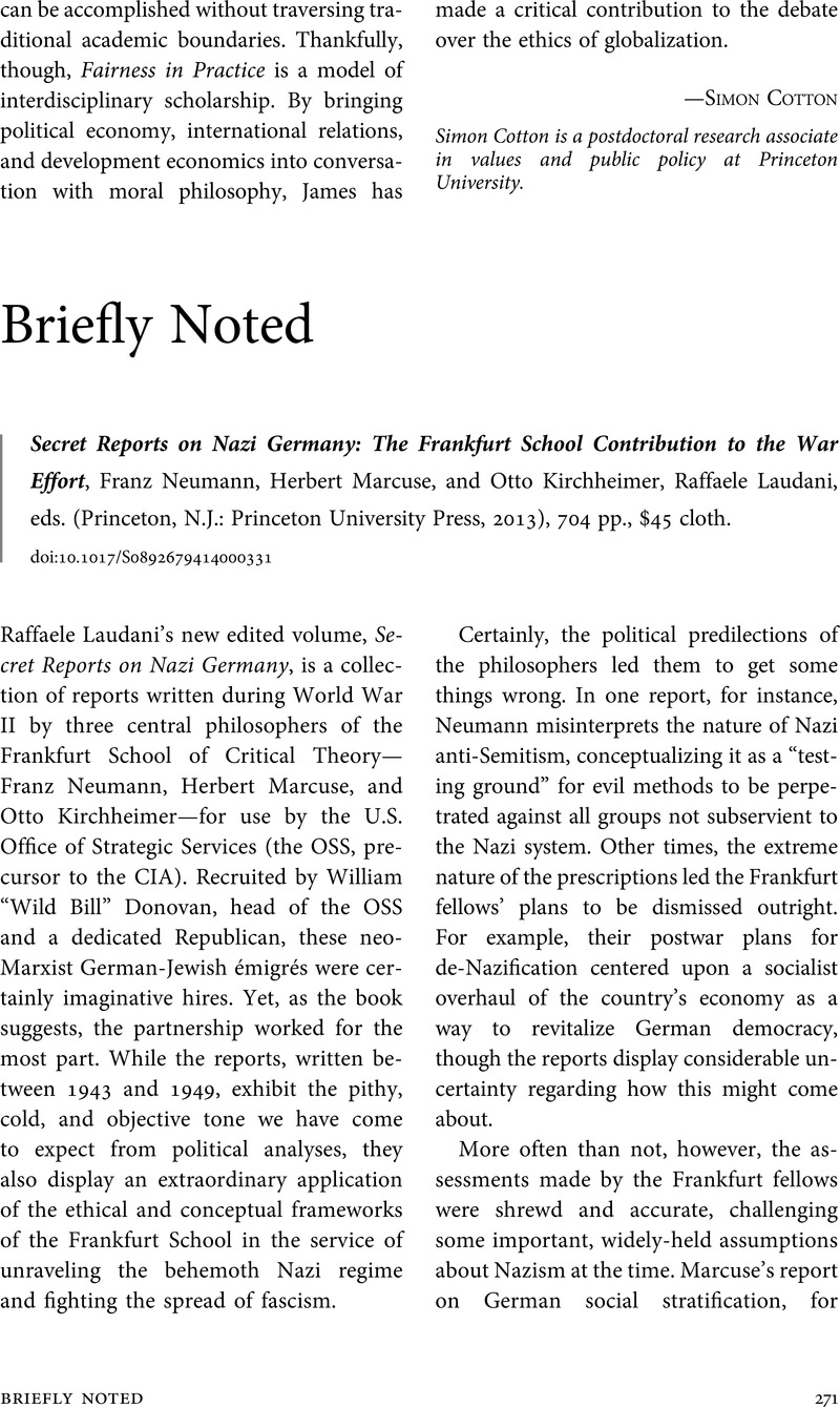Secret Reports on Nazi Germany: The Frankfurt School Contribution to ...