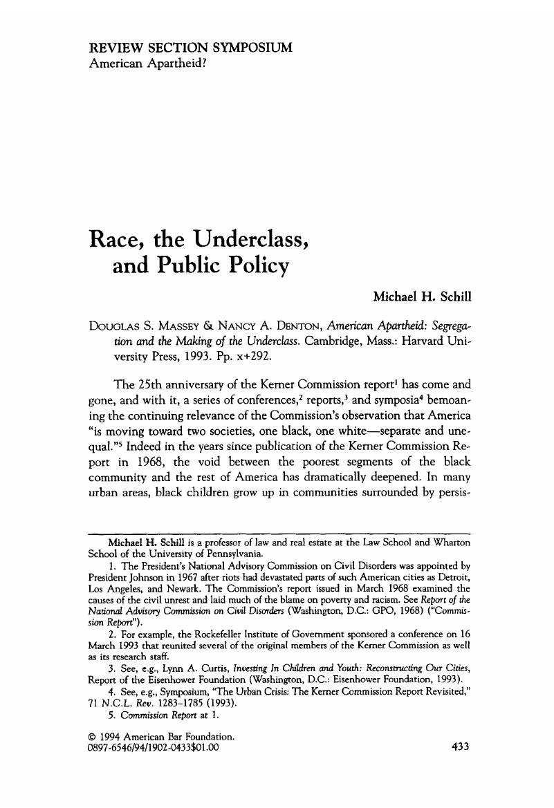 Race, and the Underclass, Public Policy | Law & Social Inquiry ...