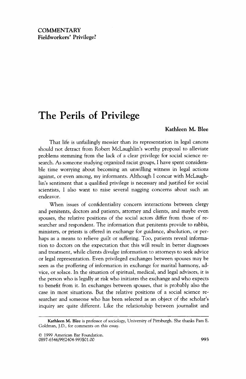 The Perils of Privilege | Law & Social Inquiry | Cambridge Core