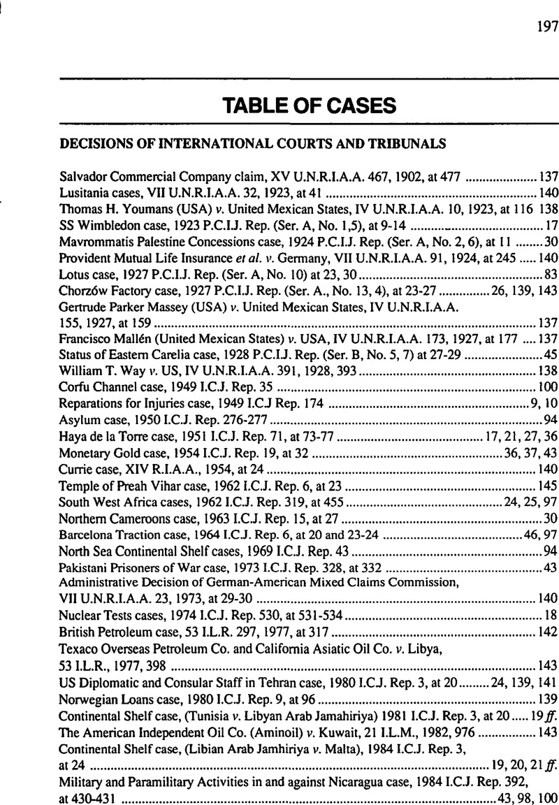 Table of Cases | Leiden Journal of International Law | Cambridge Core