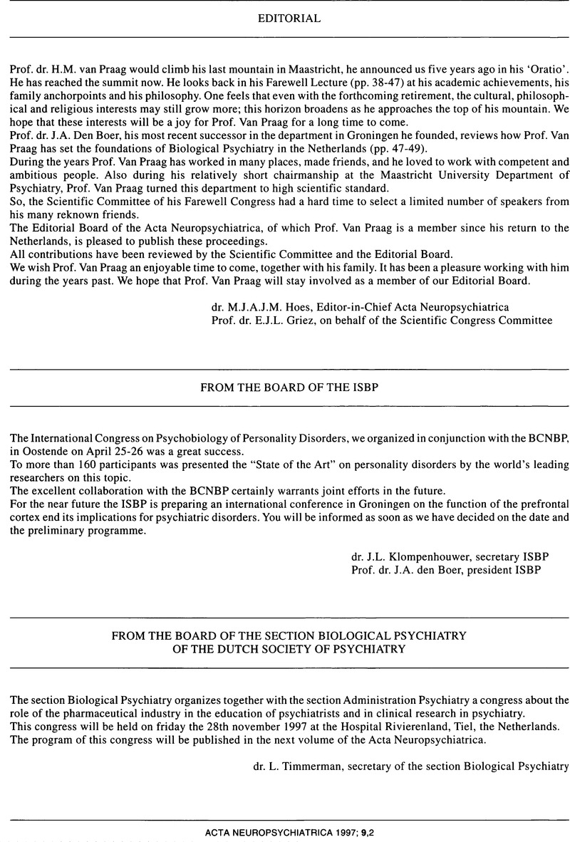 From the Board of the ISBP | Acta Neuropsychiatrica | Cambridge Core