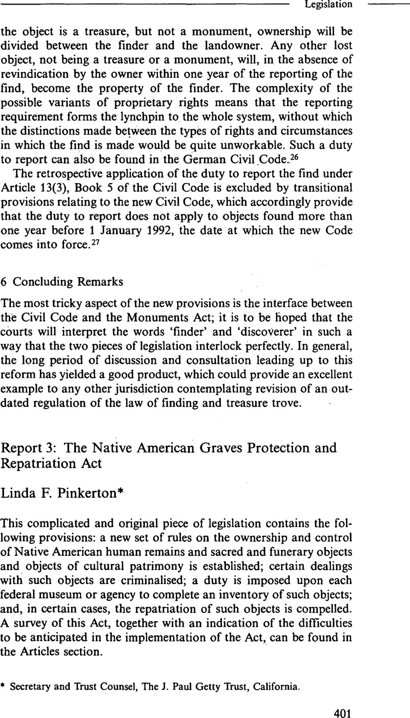 Report 3: The Native American Graves Protection and Repatriation Act ...