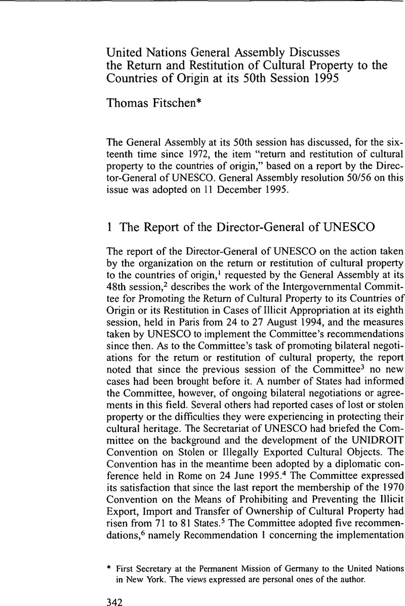 United Nations General Assembly Discusses the Return and Restitution of ...