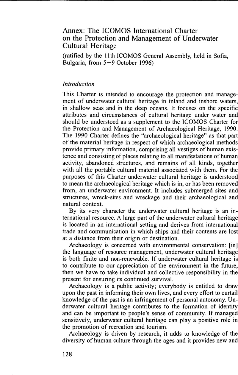 Annex: The ICOMOS International Charter on the Protection and ...