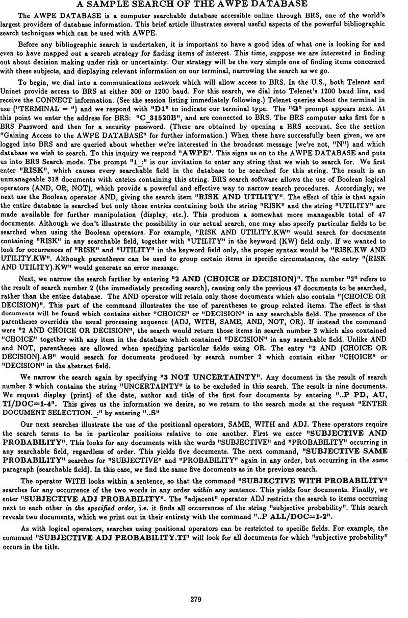 A Sample Search of the AWPE Database | Abstracts of Working Papers in ...