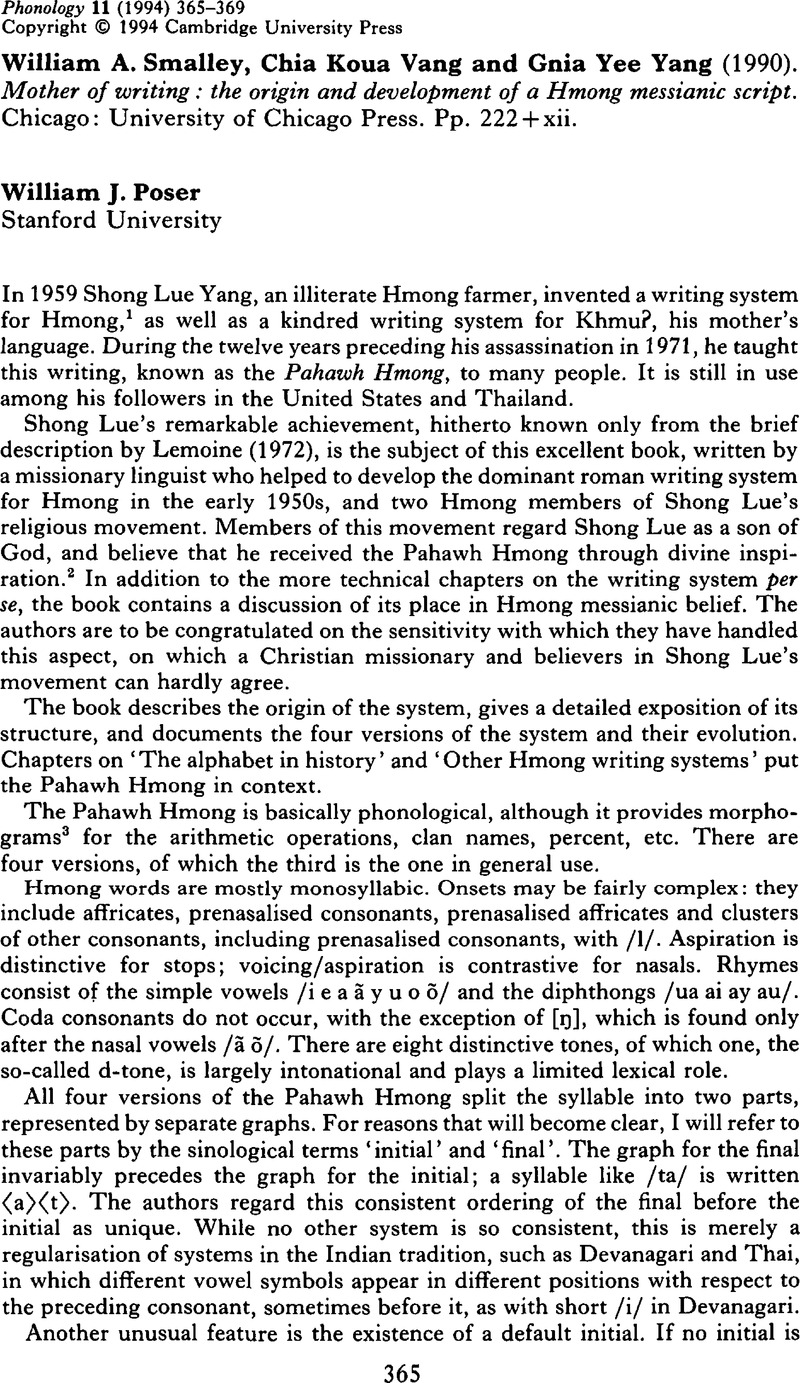 William A. Smalley, Chia Koua Vang and Gnia Yee Yang (1990). Mother of ...