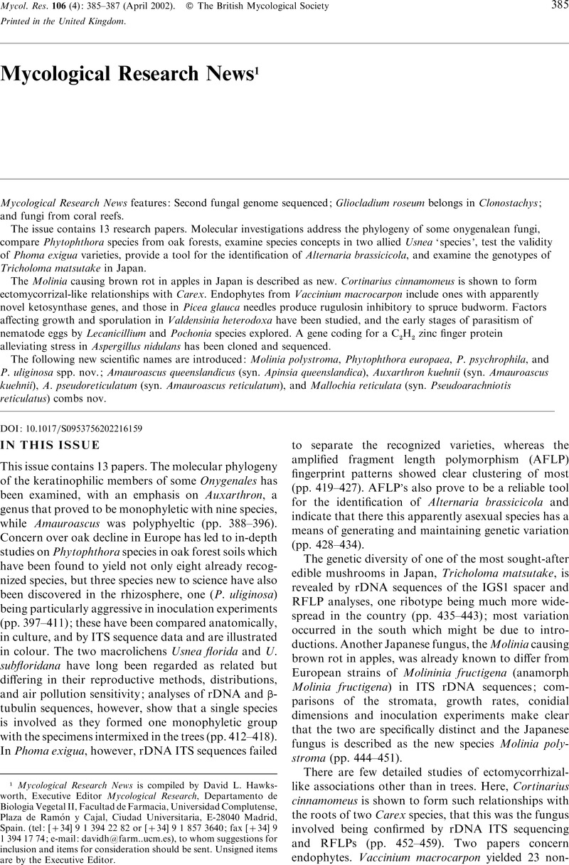 GLIOCLADIUM ROSEUM BELONGS IN CLONOSTACHYS | Mycological Research ...