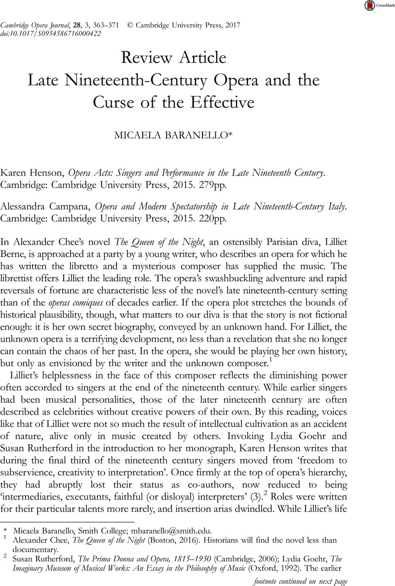 Late Nineteenth-Century Opera and the Curse of the Effective ...