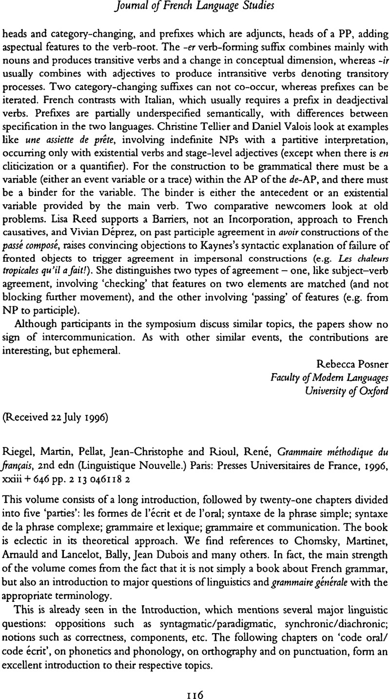 Martin Riegel, Jean-Christophe Pellat and René Rioul, Grammaire ...