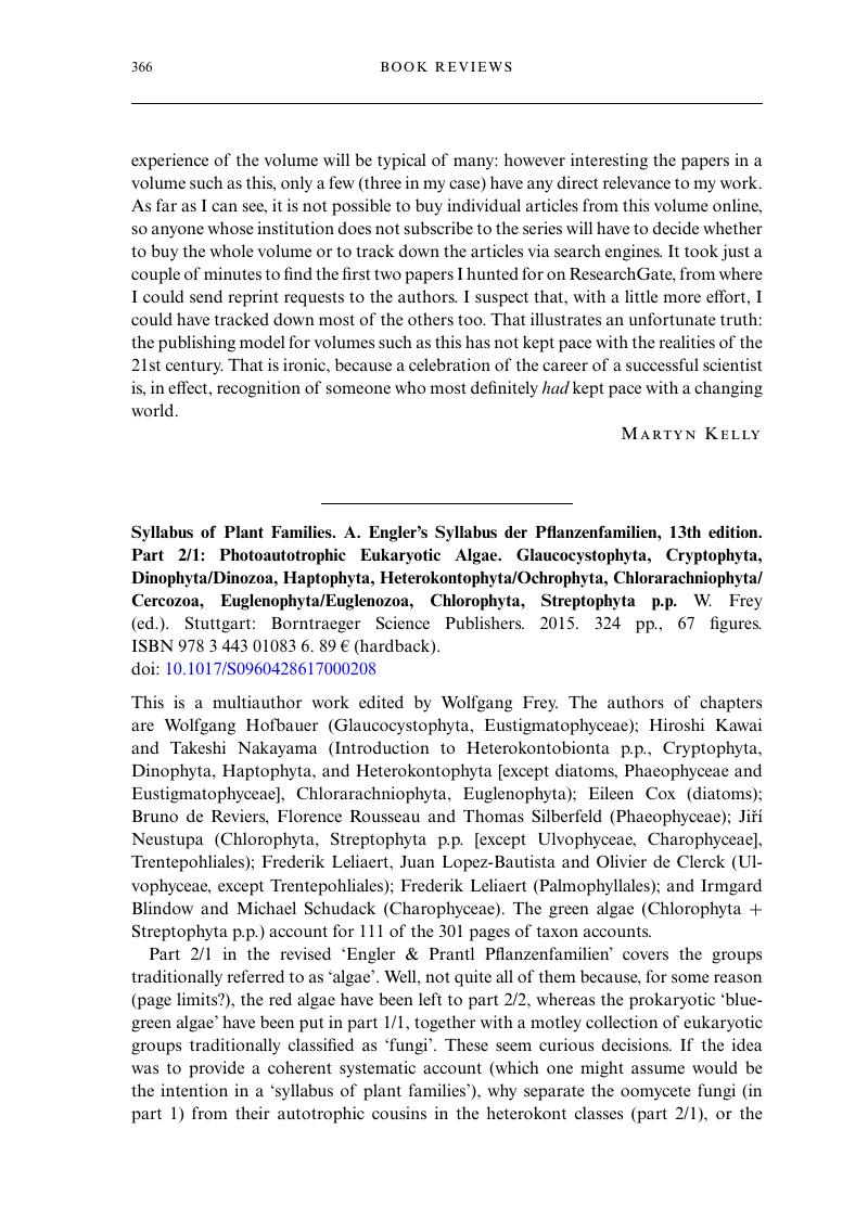 Syllabus of Plant Families. A. Engler's Syllabus der Pflanzenfamilien ...