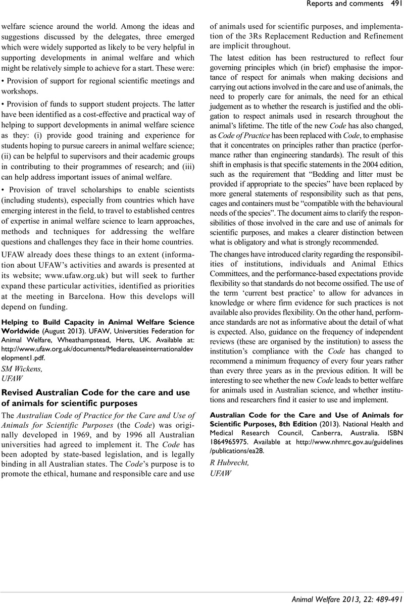 Revised Australian Code for the care and use of animals for scientific ...