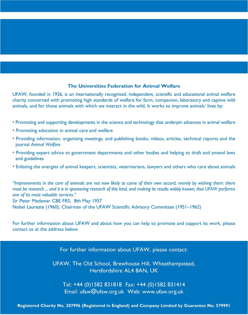 AWF Volume 18 issue 1 Cover and Back matter | Animal Welfare ...