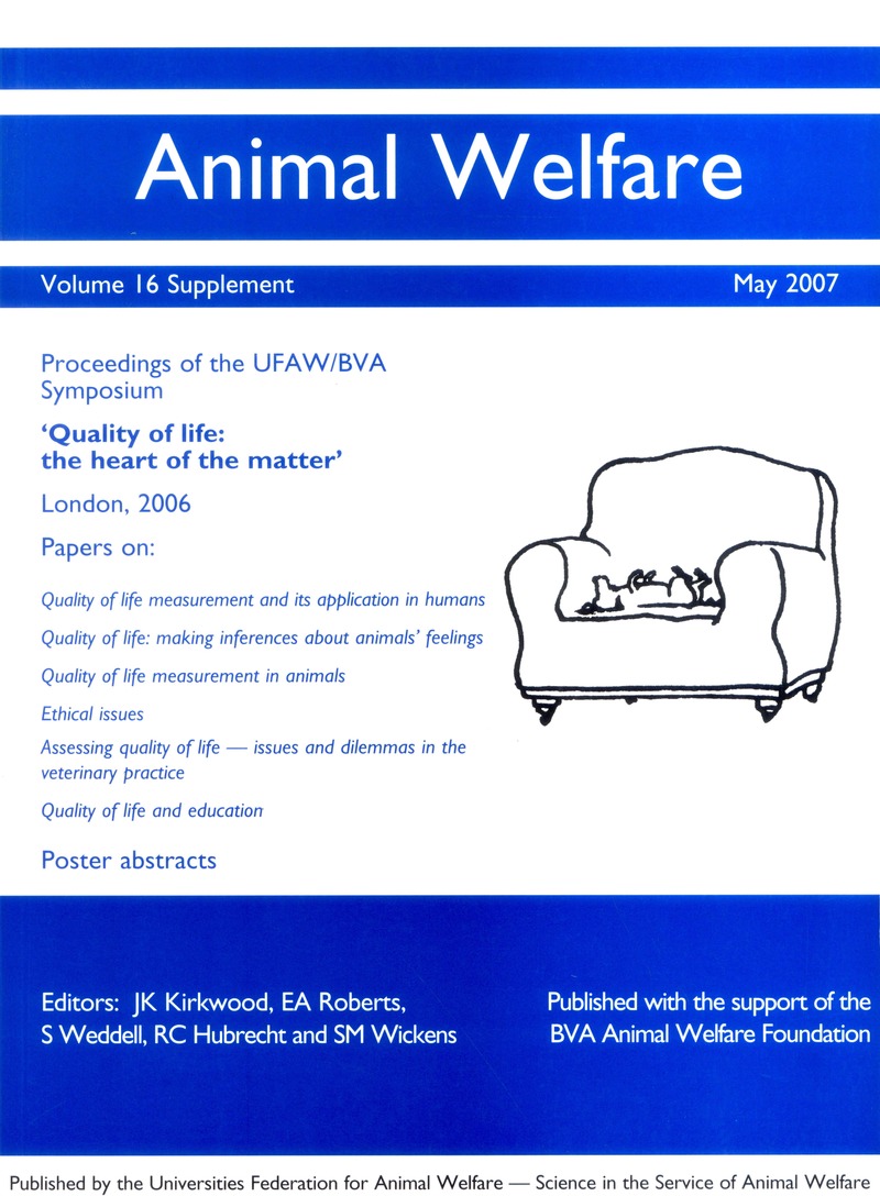 AWF volume 16 issue S1 Cover and Front matter | Animal Welfare ...