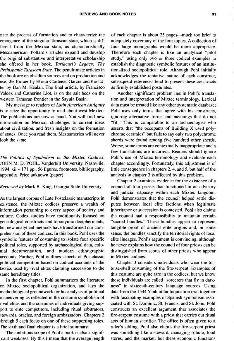 The Politics of Symbolism in the Mixtec Codices. John M. D. Pohl ...
