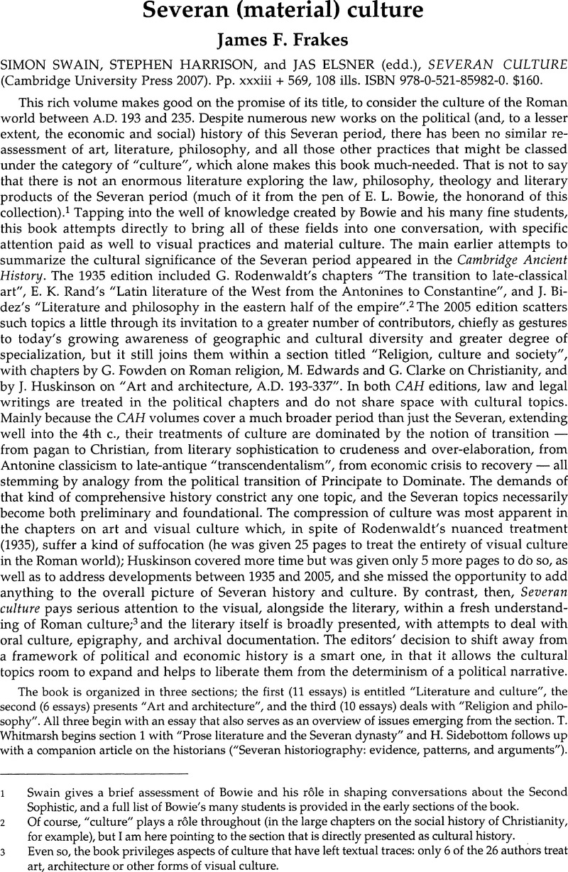 Severan (material) culture - SIMON SWAIN, STEPHEN HARRISON, and JAS ...