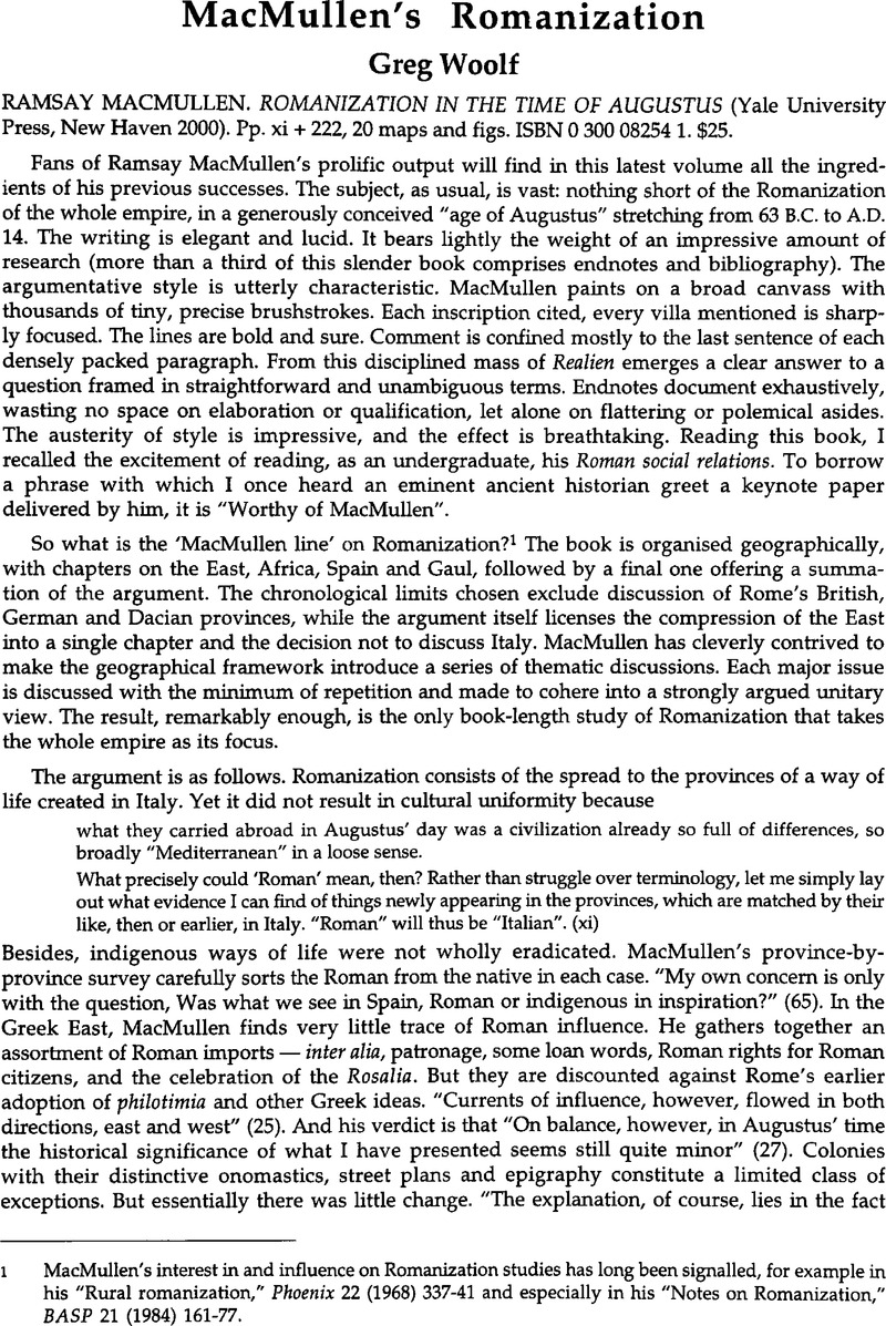 MacMullen's Romanization - RAMSAY MACMULLEN. ROMANIZATION IN THE TIME ...