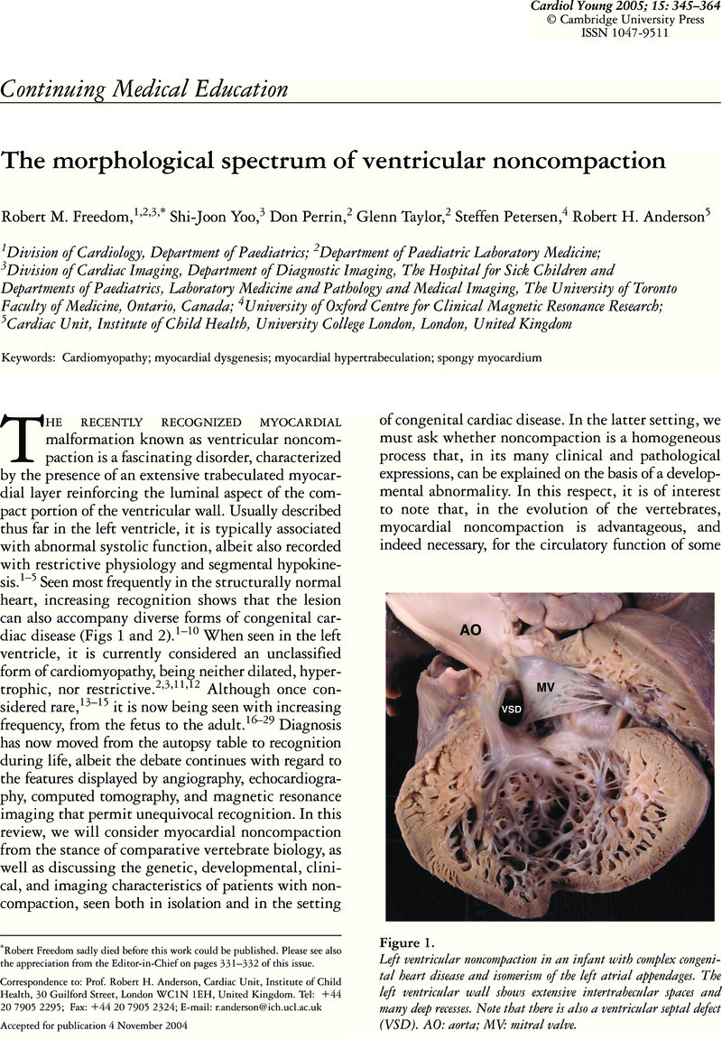 The morphological spectrum of ventricular noncompaction | Cardiology in ...