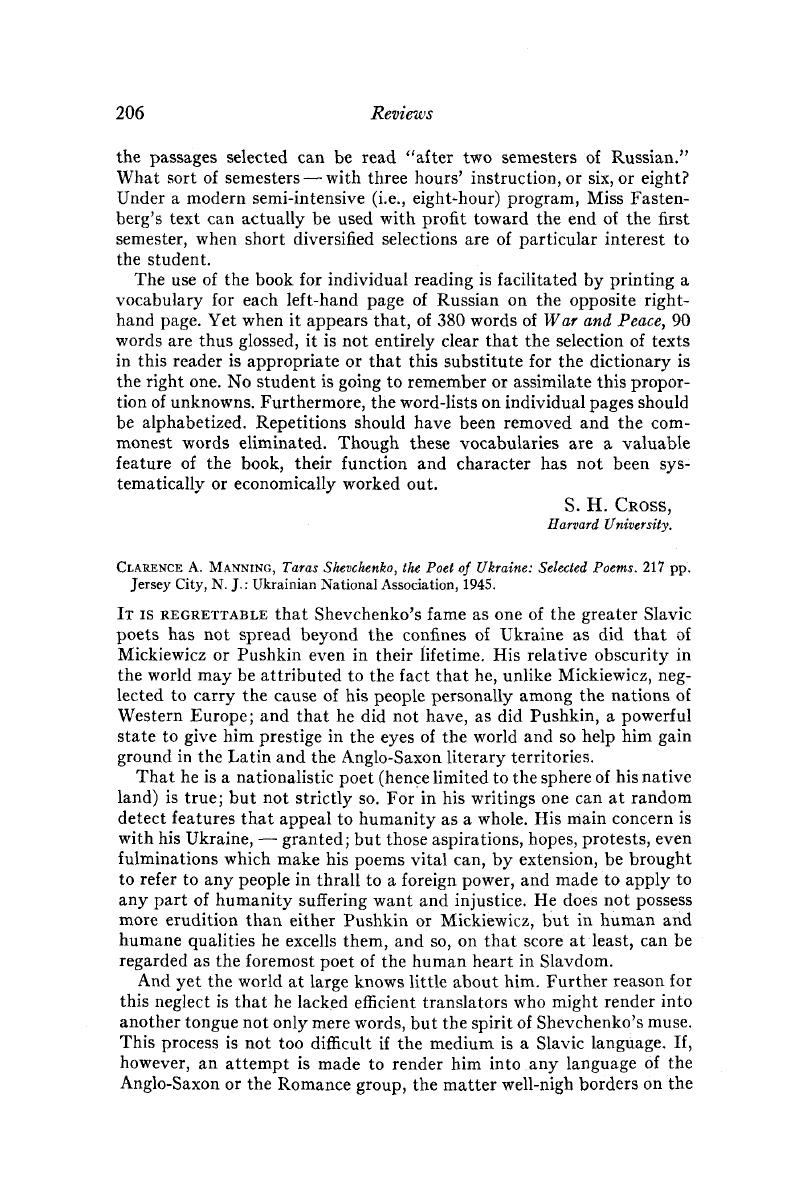 Clarence A. Manning, Taras Shevchenko, the Poet of Ukraine: Selected ...