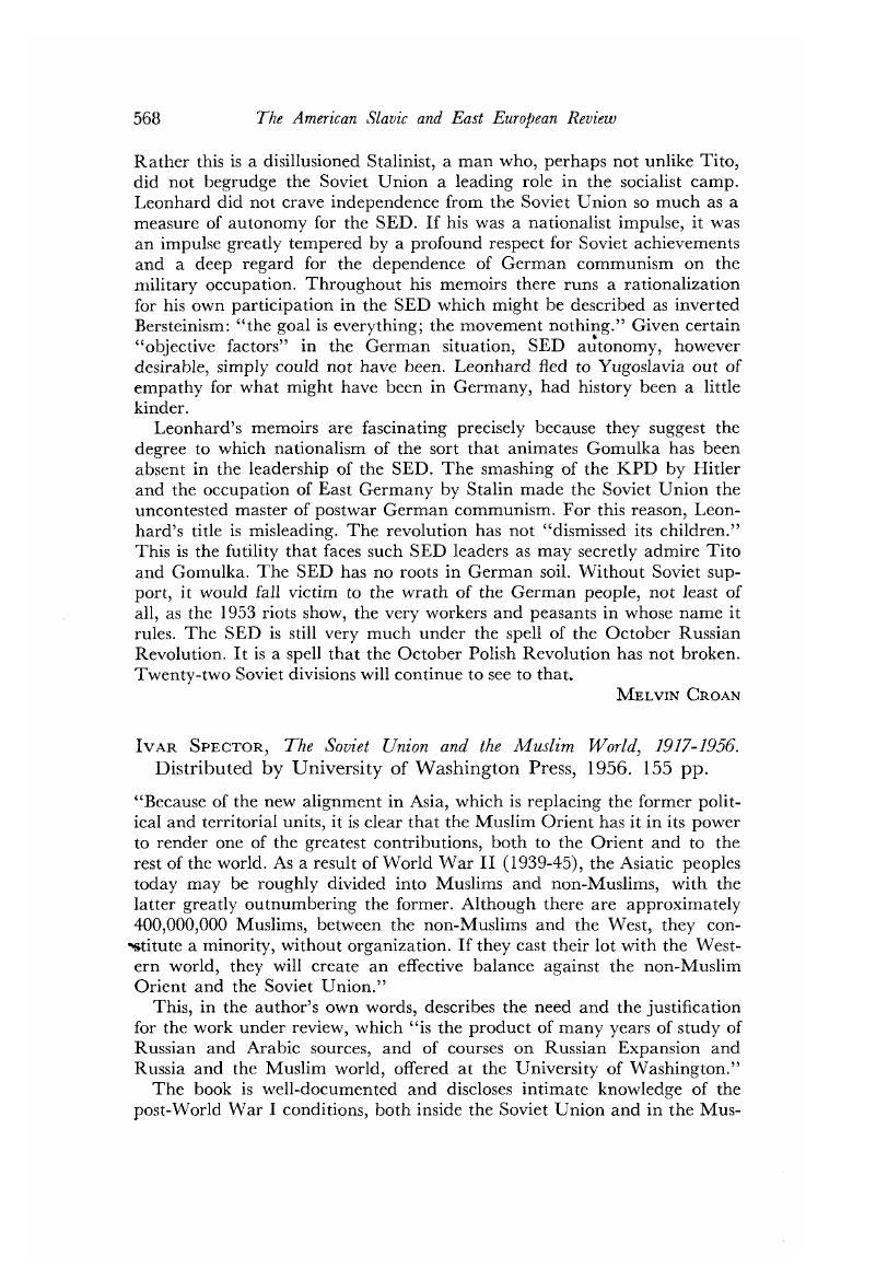 Ivar Spector, The Soviet Union and the Muslim World, 1917-1956 ...