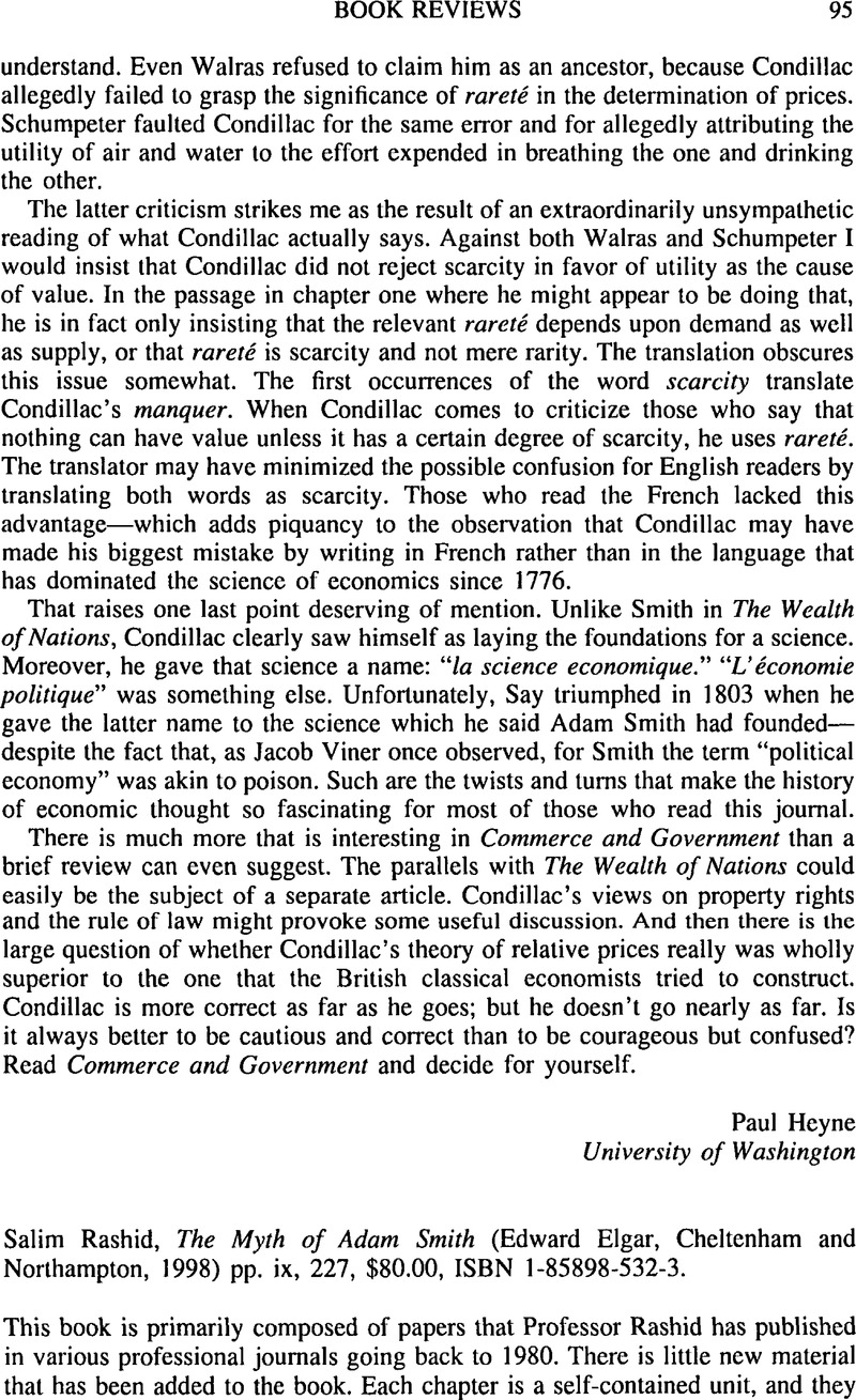 Salim Rashid, The Myth of Adam Smith (Edward Elgar, Cheltenham and ...